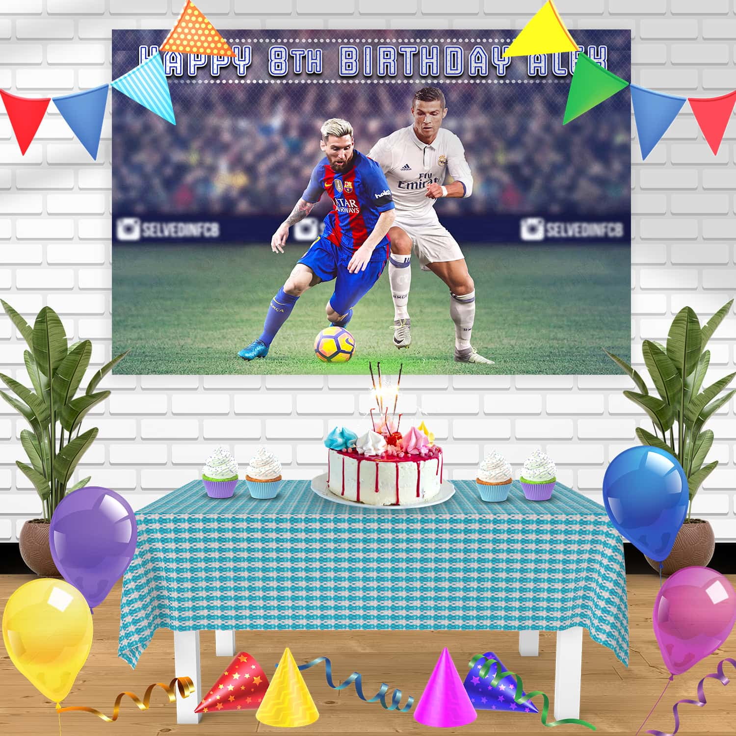 Cristiano Ronaldo Lionel Messi Birthday Banner Personalized Party ...
