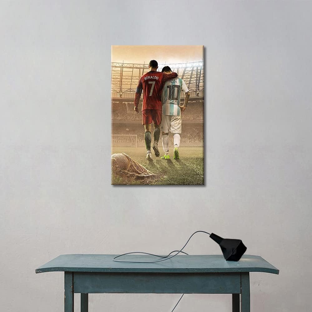 Cristiano Ronaldo and Lionel Messi Poster Framed Canvas Painting ...