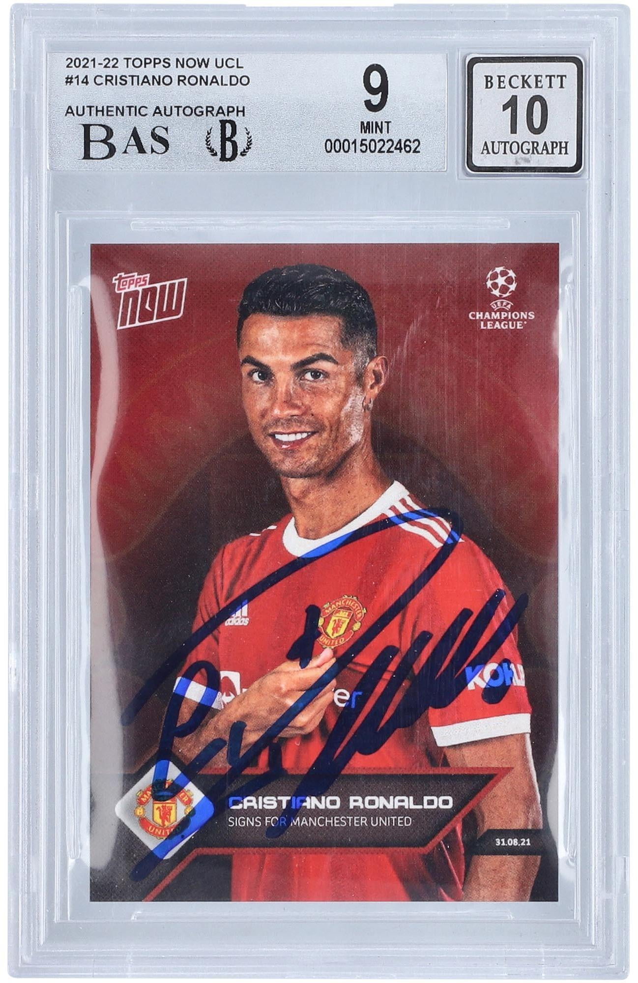 Cristiano Ronaldo Manchester United Autographed 2021-22 Topps Now UCL 3 ...