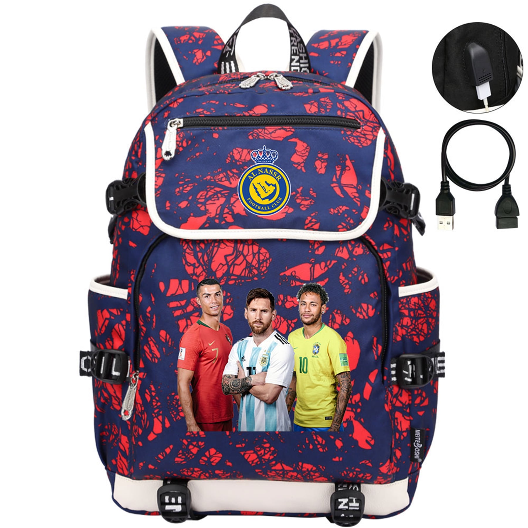 Cristiano Ronaldo Messi_10 Neymar Backpack Student Bookbag Football ...