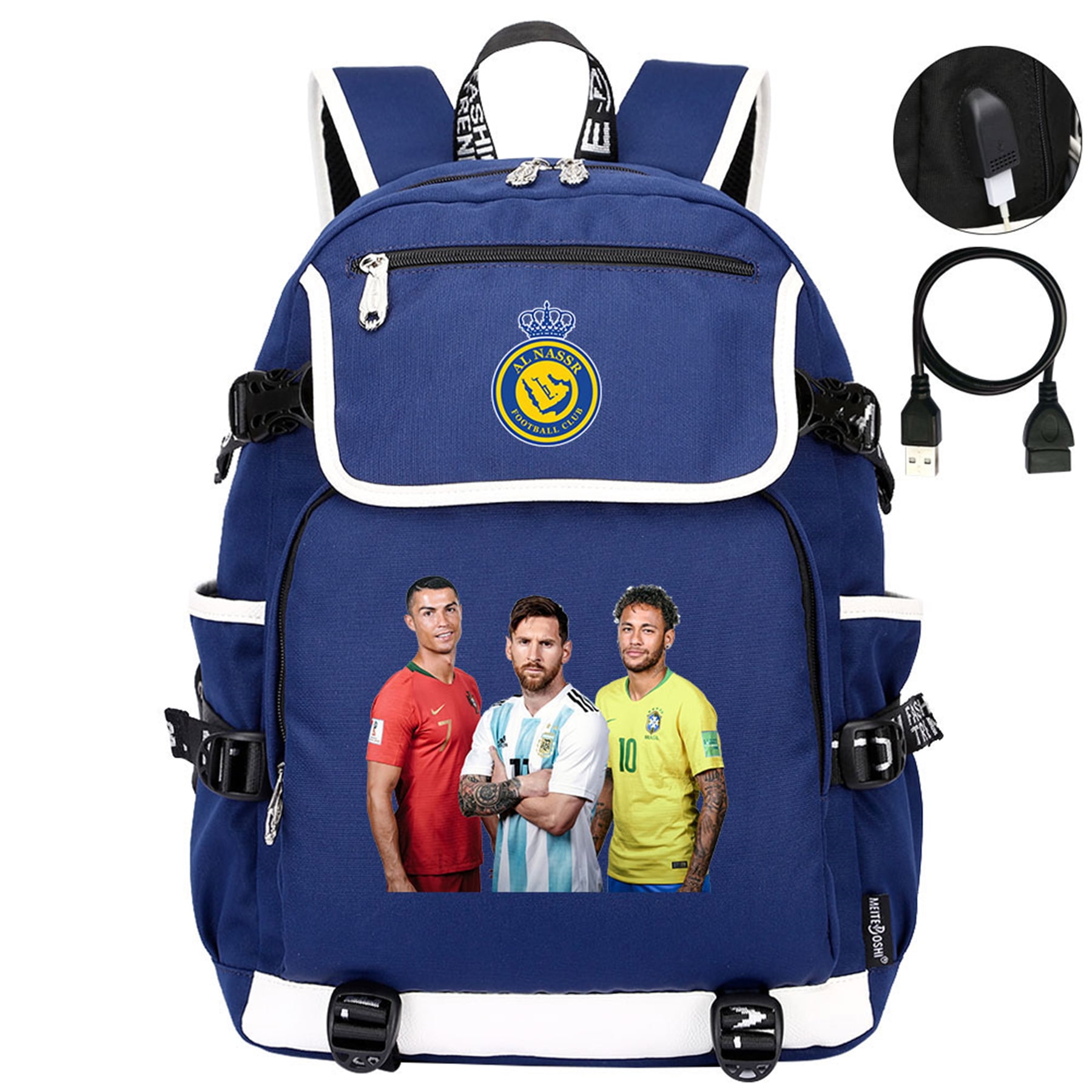 Cristiano Ronaldo Messi_10 Neymar Backpack Student Bookbag Football ...