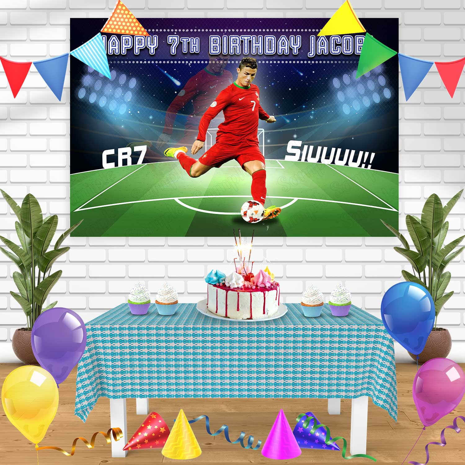 Cristiano Ronaldo Portugal CR7 Star Soccer Siuuuu Bn Birthday Banner ...