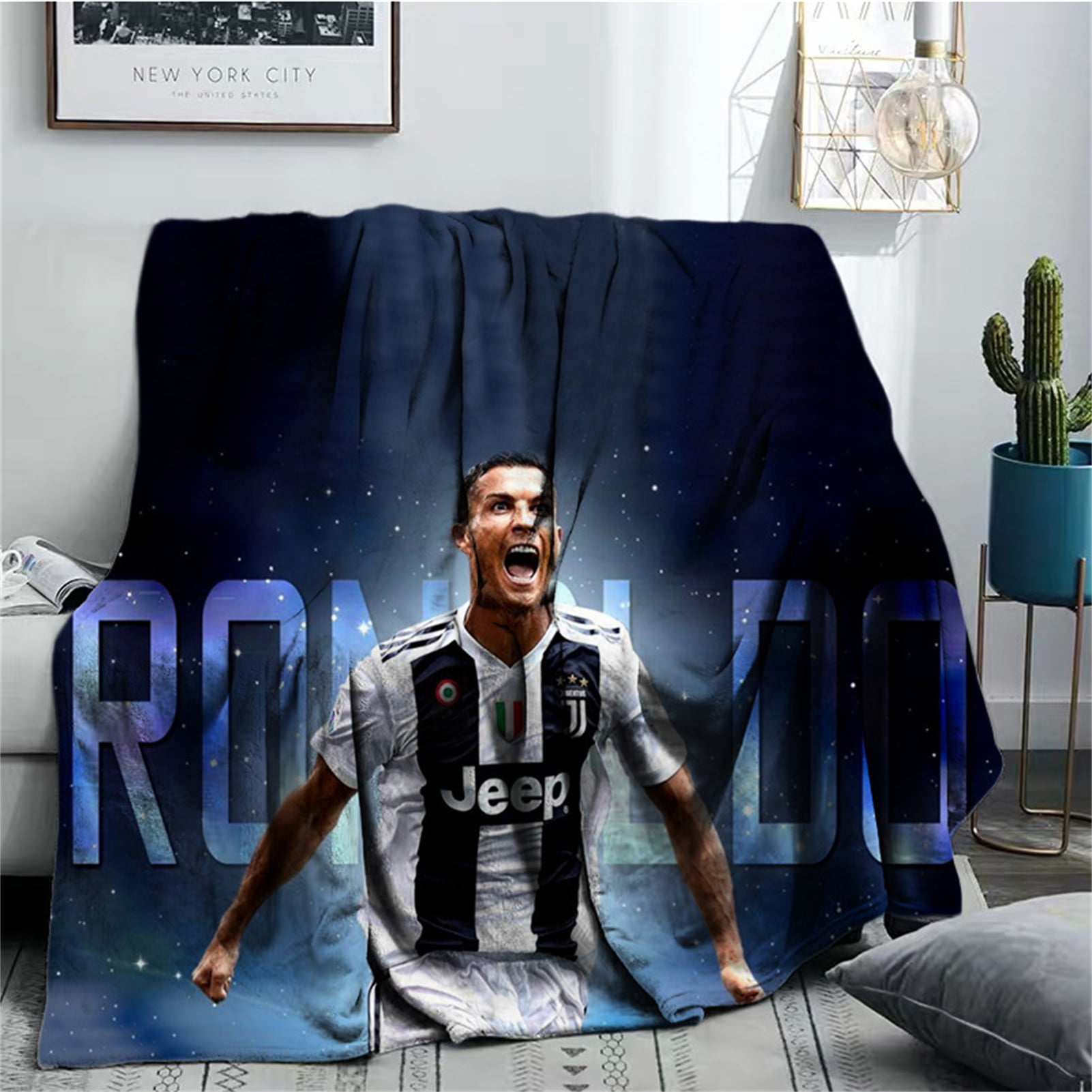 Cristiano Ronaldo Soft Fuzzy Bed Flannel Blanket-Soft Plush Throw Blanket Thick Bed Blanket for ...