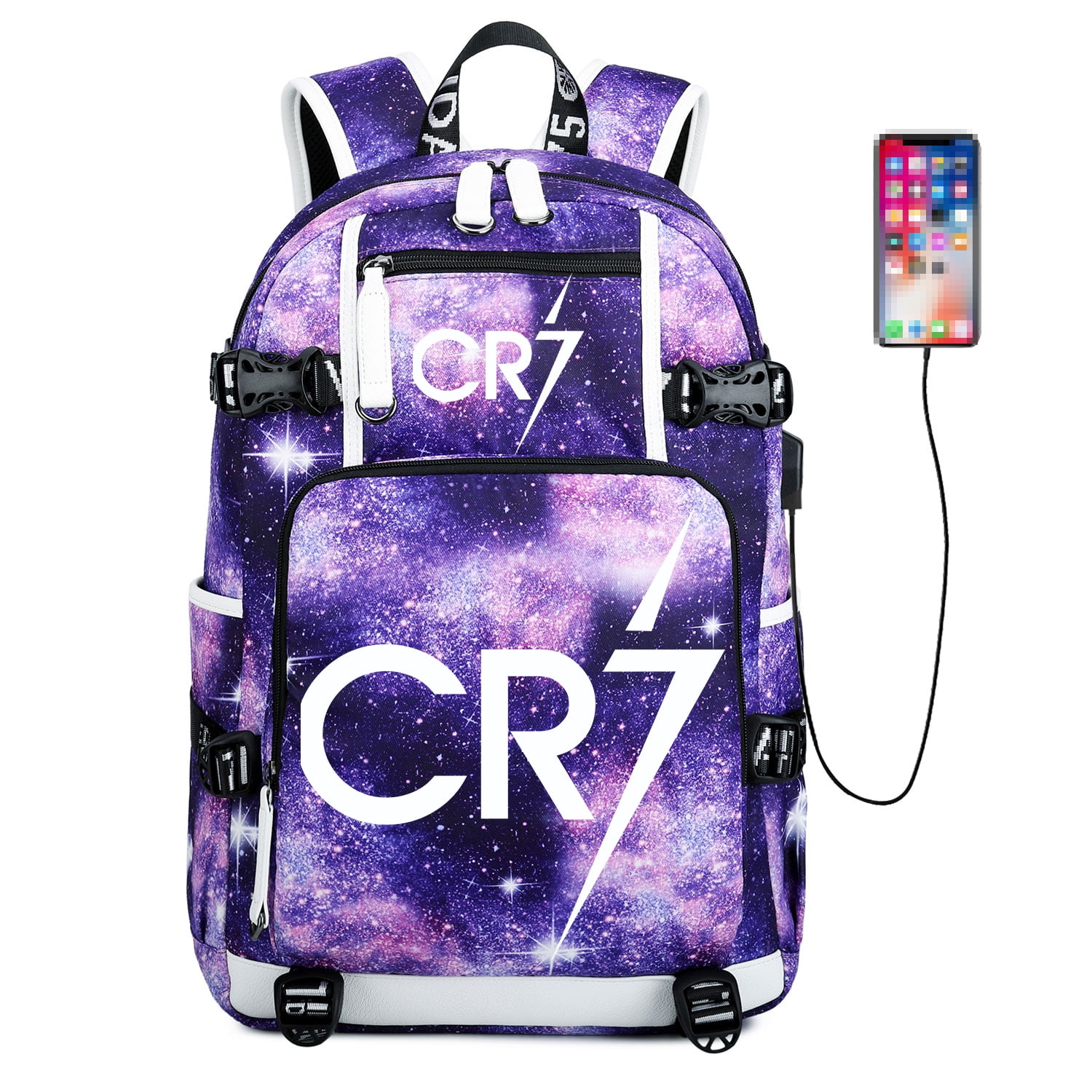 Cristiano Ronaldo Themed Bag Printed Waterproof USB Port Laptop Space ...