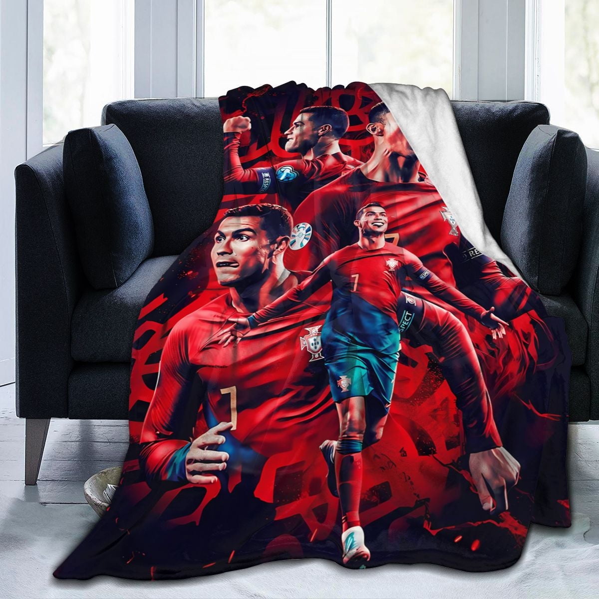 Cristiano Ronaldo Ultra Soft Fleece Throw Blanket, Lightweight Cozy Blanket for Couch Bed, Warm ...