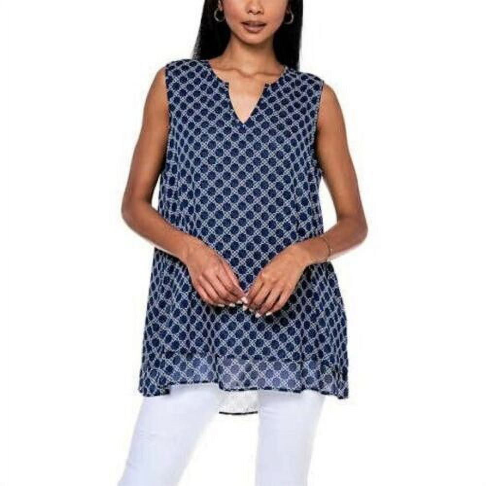 Cristina B Womenâ€™s Sleeveless Tunic V Neck Flowy Double Layer Tank ...