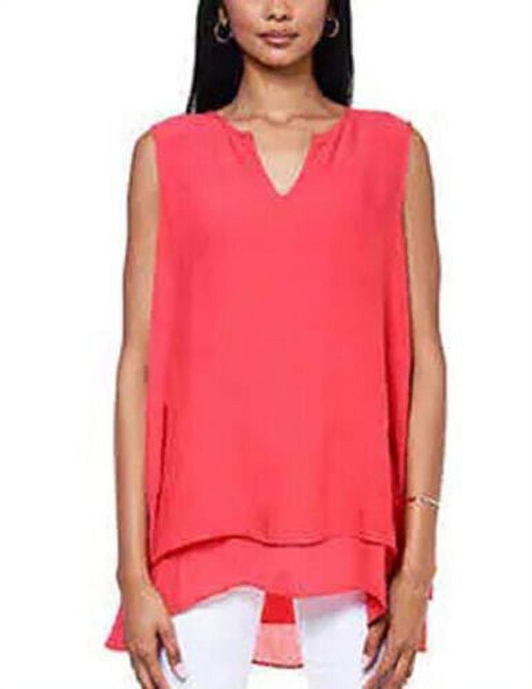 Cristina B Women’s Sleeveless Tunic V Neck Flowy Double Layer Tank Size ...