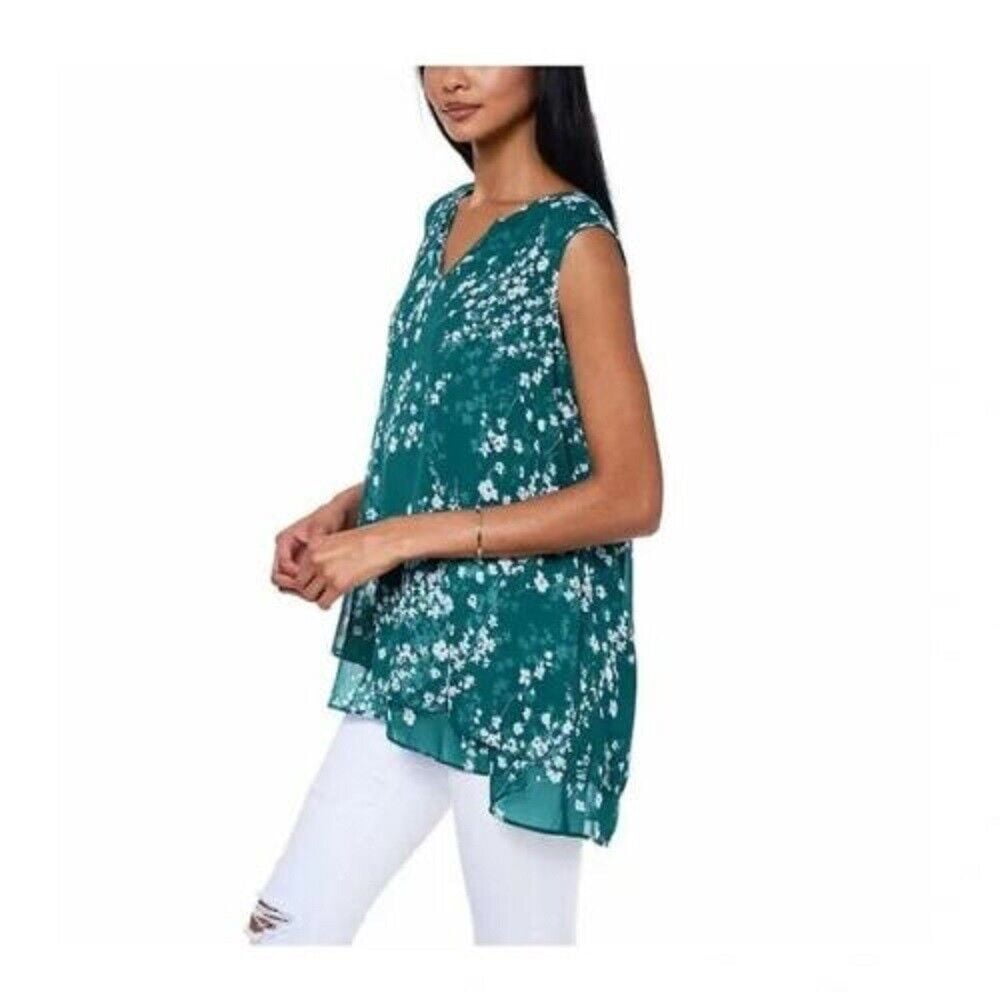 Cristina B Womens Sleeveless Top, Spruce Cherry, Large, Double Layer ...