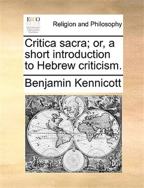 Pre-Owned Critica Sacra; Or, A Short Introduction - Walmart.com