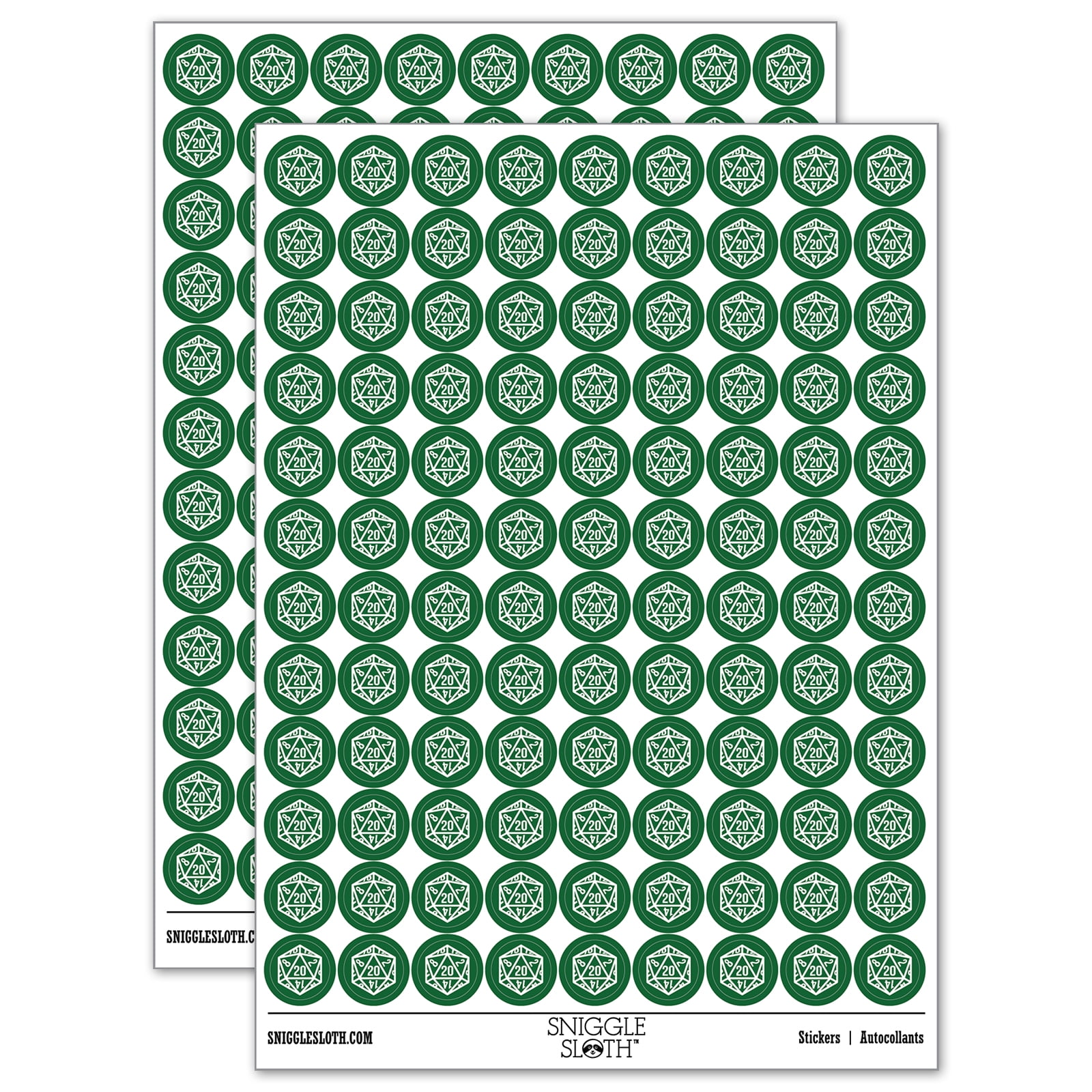 Critical Hit - D20 20 Sided Gaming Gamer Dice Role Round Sticker Set ...