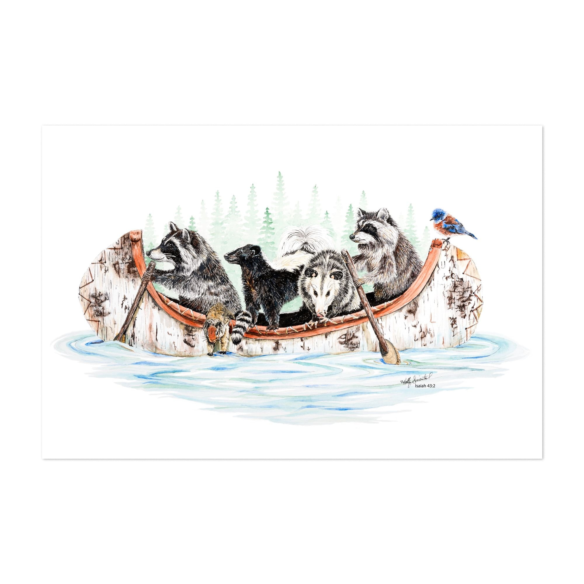 Critter Canoe - Painting Humor Forest Nature Boat Animal Bird Quote ...