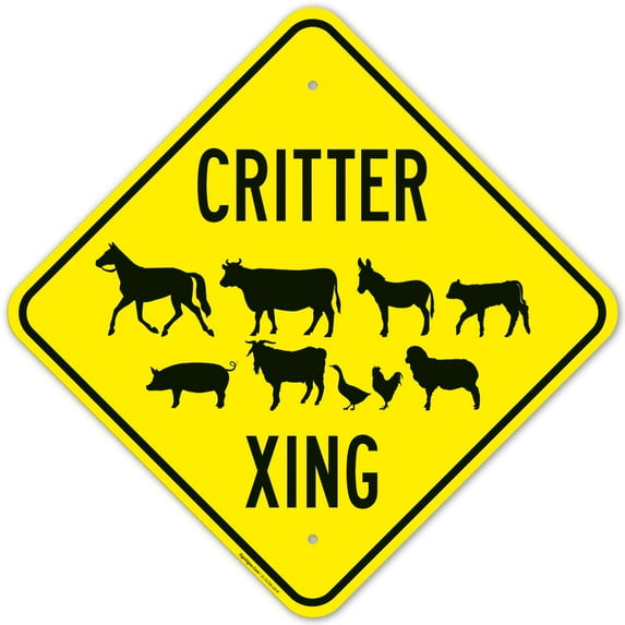 Critter Crossing with Multiple Animal Graphic Sign, 18x18 Inches, Rust ...