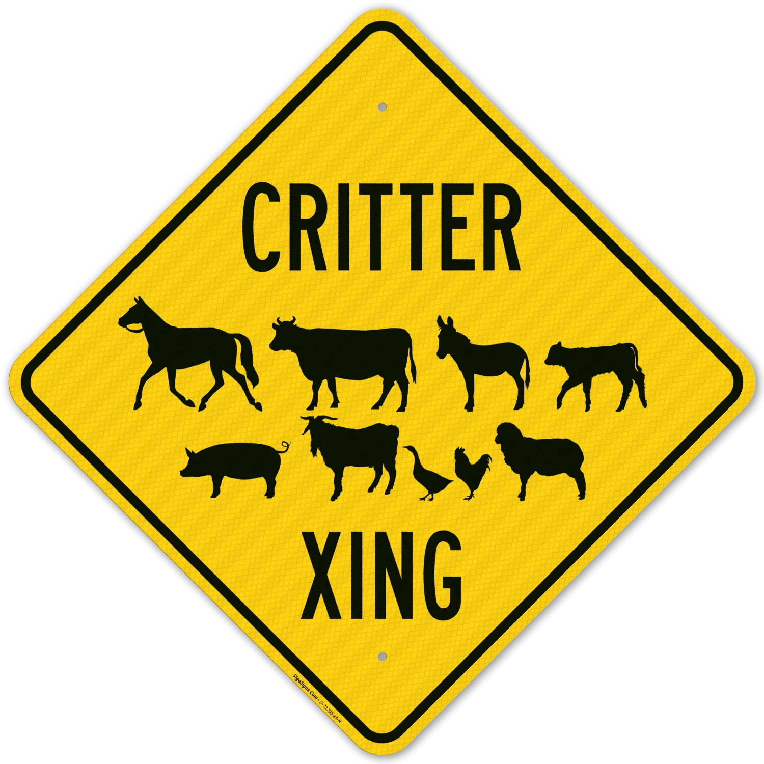 Critter Crossing with Multiple Animal Graphic Sign, 24x24 Inches, AEGP ...