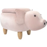 Home 2 Office Kids Pig Fabric Storage Ottoman/Stool in Pink and Natural ...