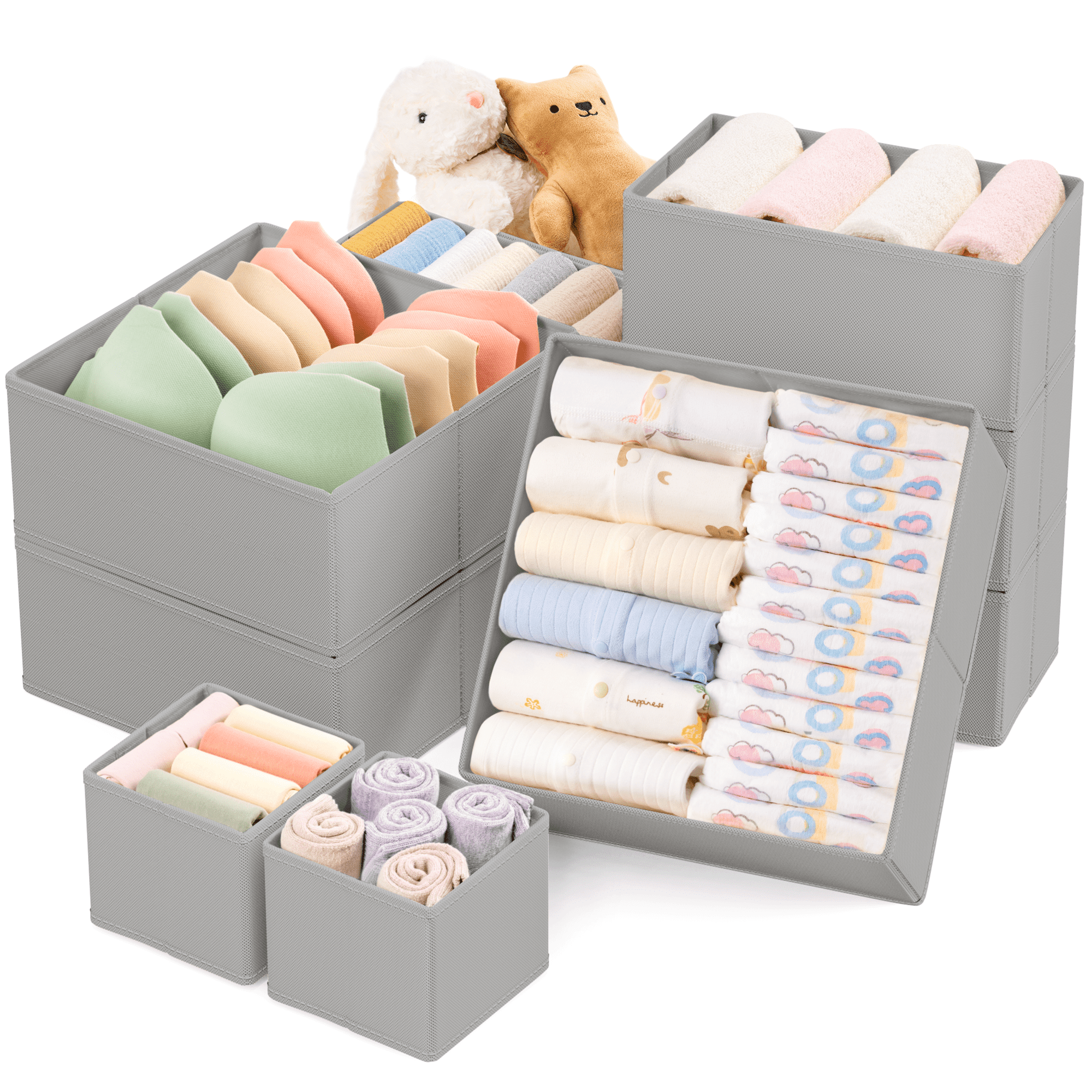 Criusia 20 Pack Foldable Drawer Organizer for Clothes, 10 Fabric Fabric ...