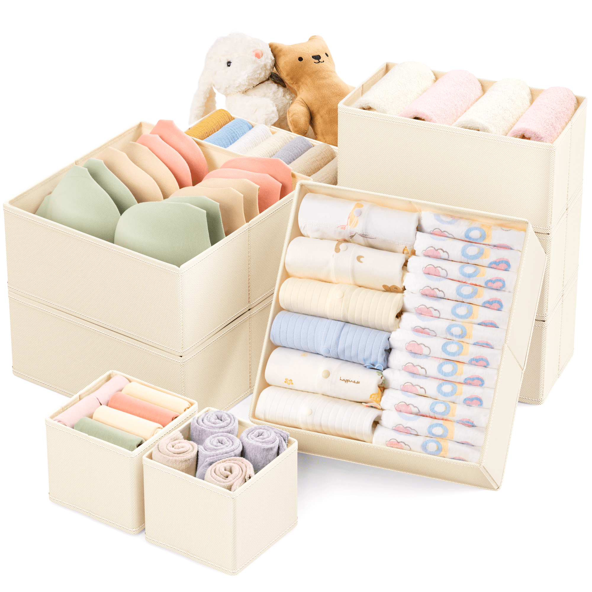 Criusia Foldable Fabric Drawer Organizer for Clothes, Dresser Drawer ...