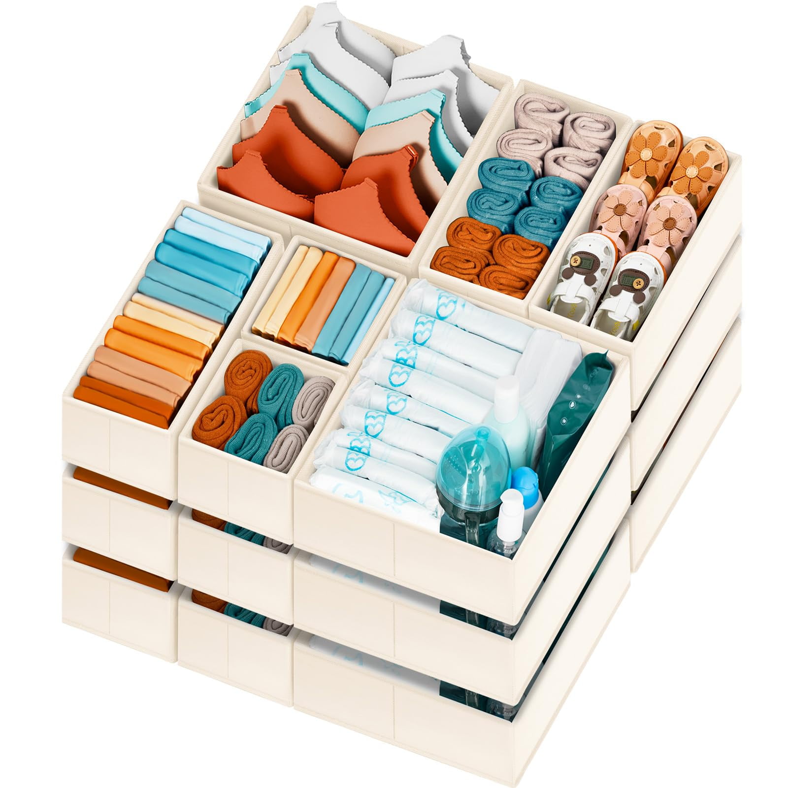 Criusia Drawer Organizer Clothes, 20 Pack Dresser Organizer Bins for ...