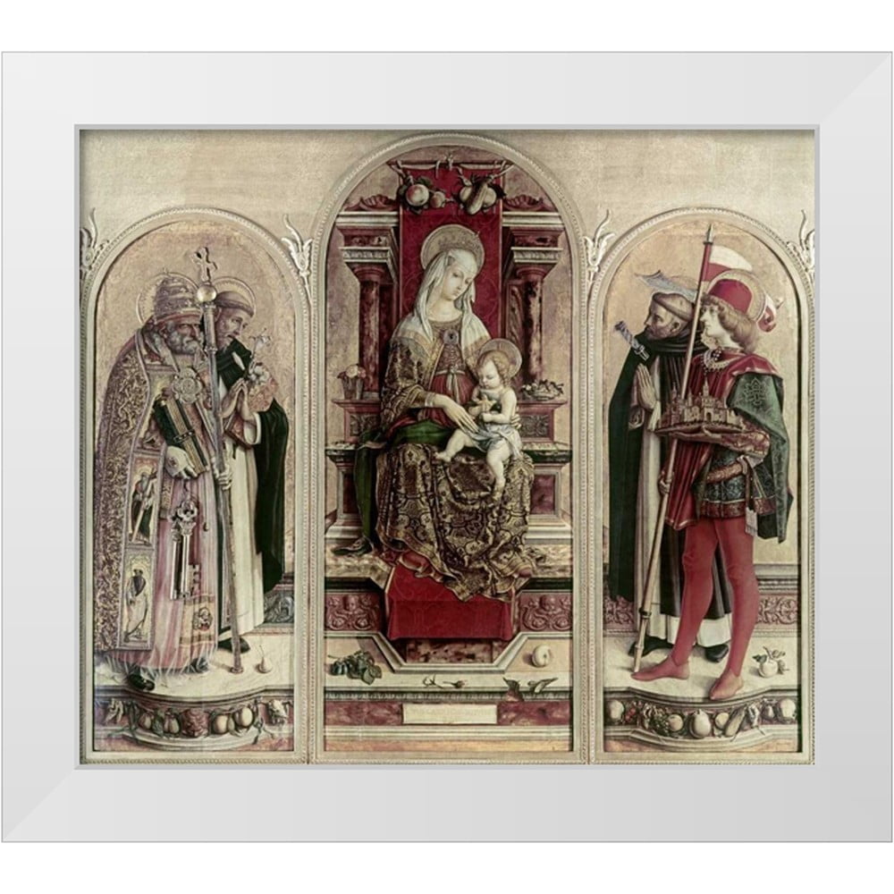 Crivelli, Carlo 29x26 White Modern Wood Framed Museum Art Print Titled - Madonna and Child With ...