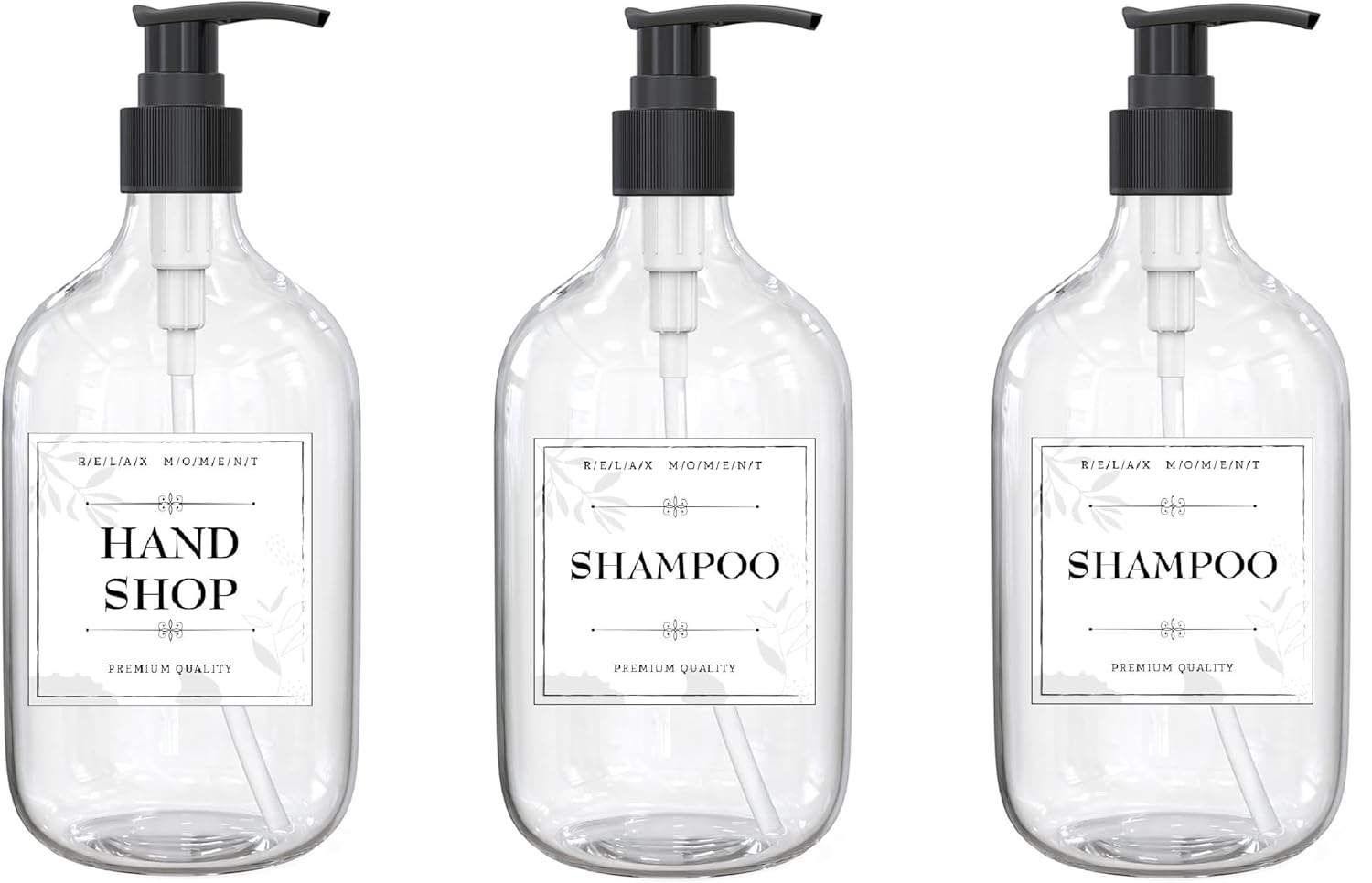 Crizer Plastic Soap Dispenser with Rust Proof Pump 12 Waterproof Labels ...