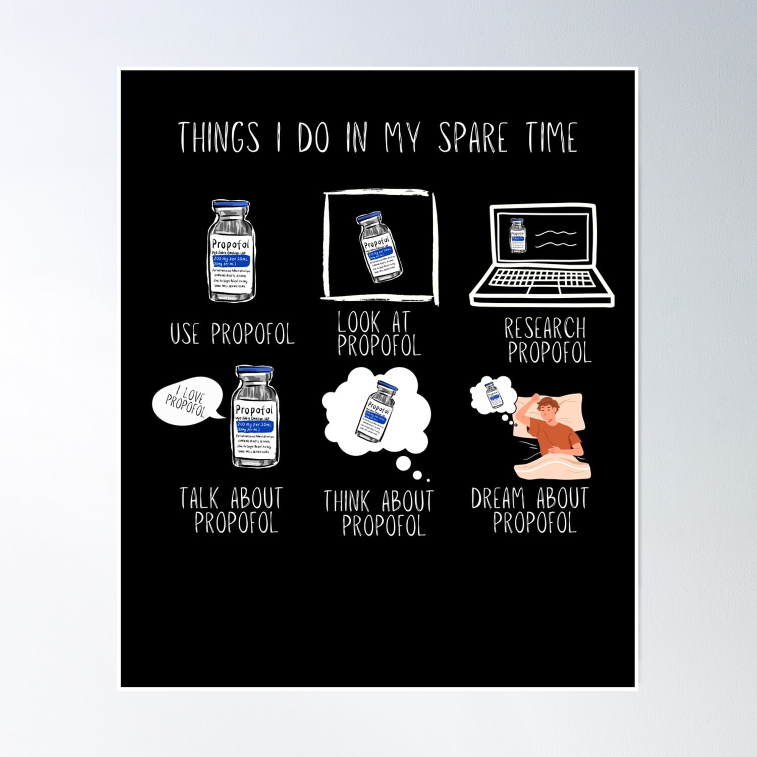 Crna Life Propofol Funny Crna Anesthesia Design Poster Wall Art, Modern ...