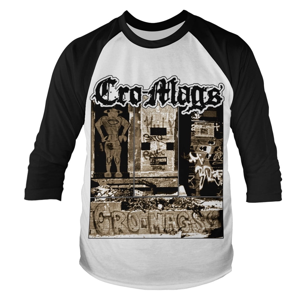 Cro-Mags Baseball Shirt Graffiti Band Logo new Official Mens White 3/4 ...