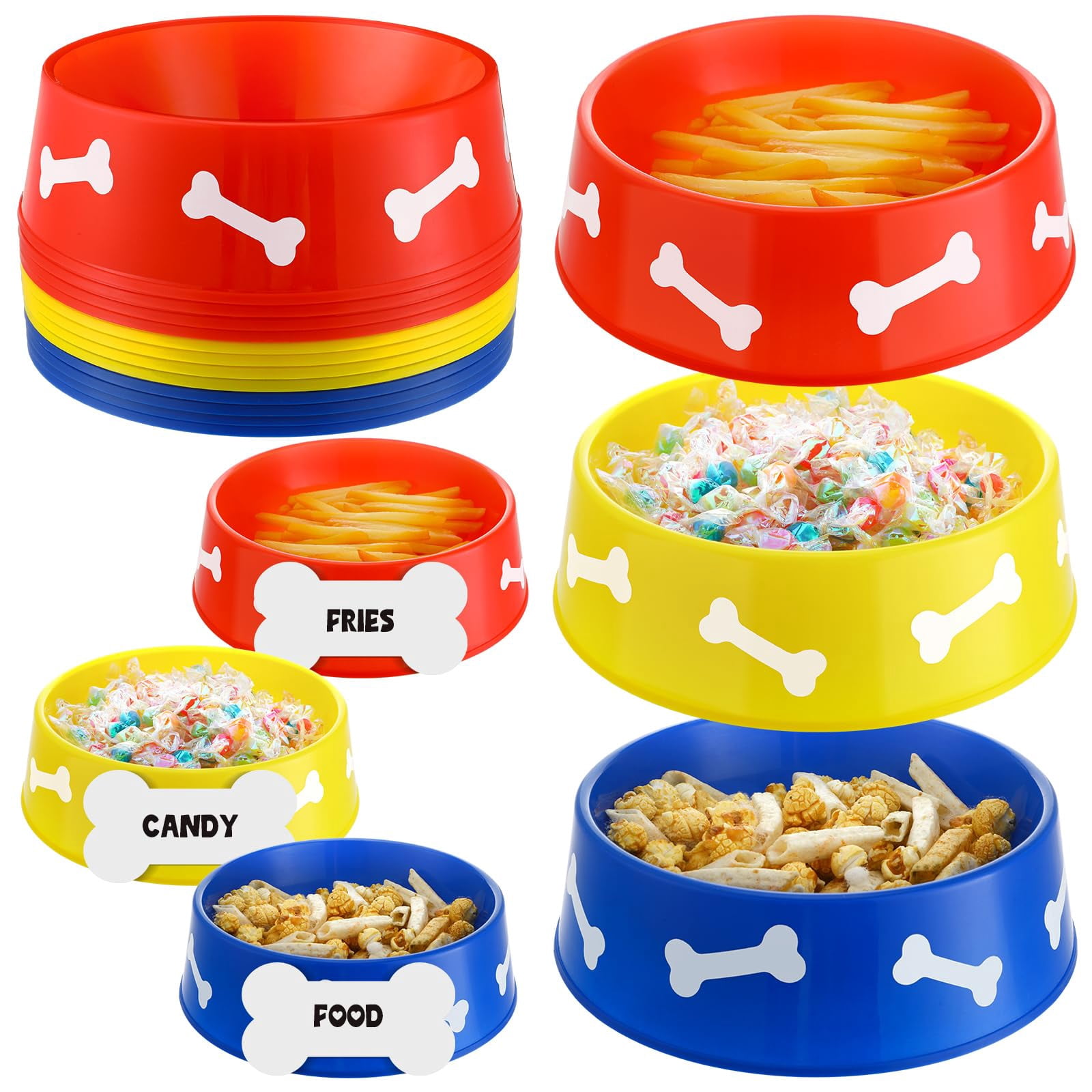 CroBlissful 12 Pieces Dog Paw Plastic Bowls Dog Theme Birthday Party ...