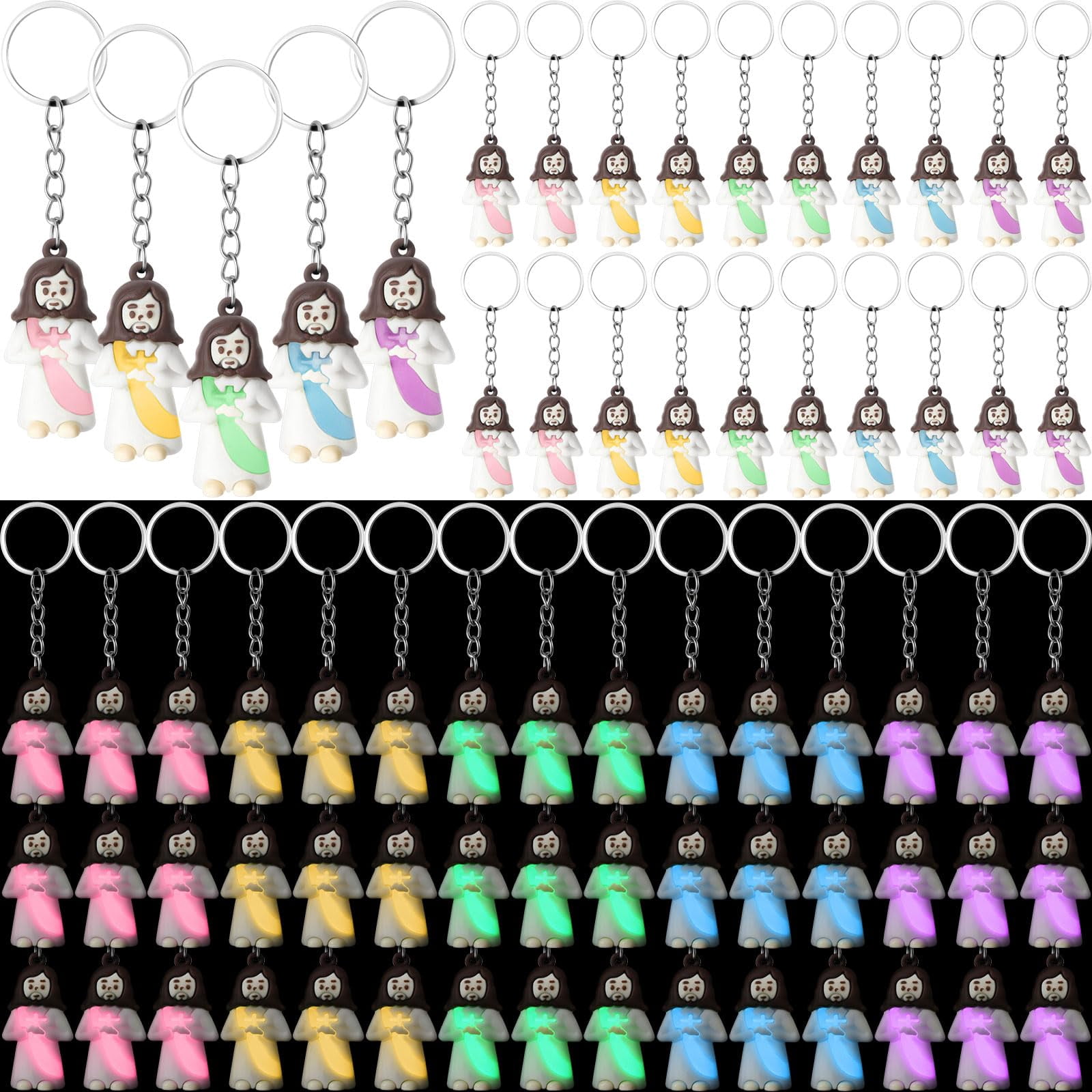 CroBlissful 50 Pcs Jesus SSF20 Keychains Bulk, Glow in the Dark Jesus ...