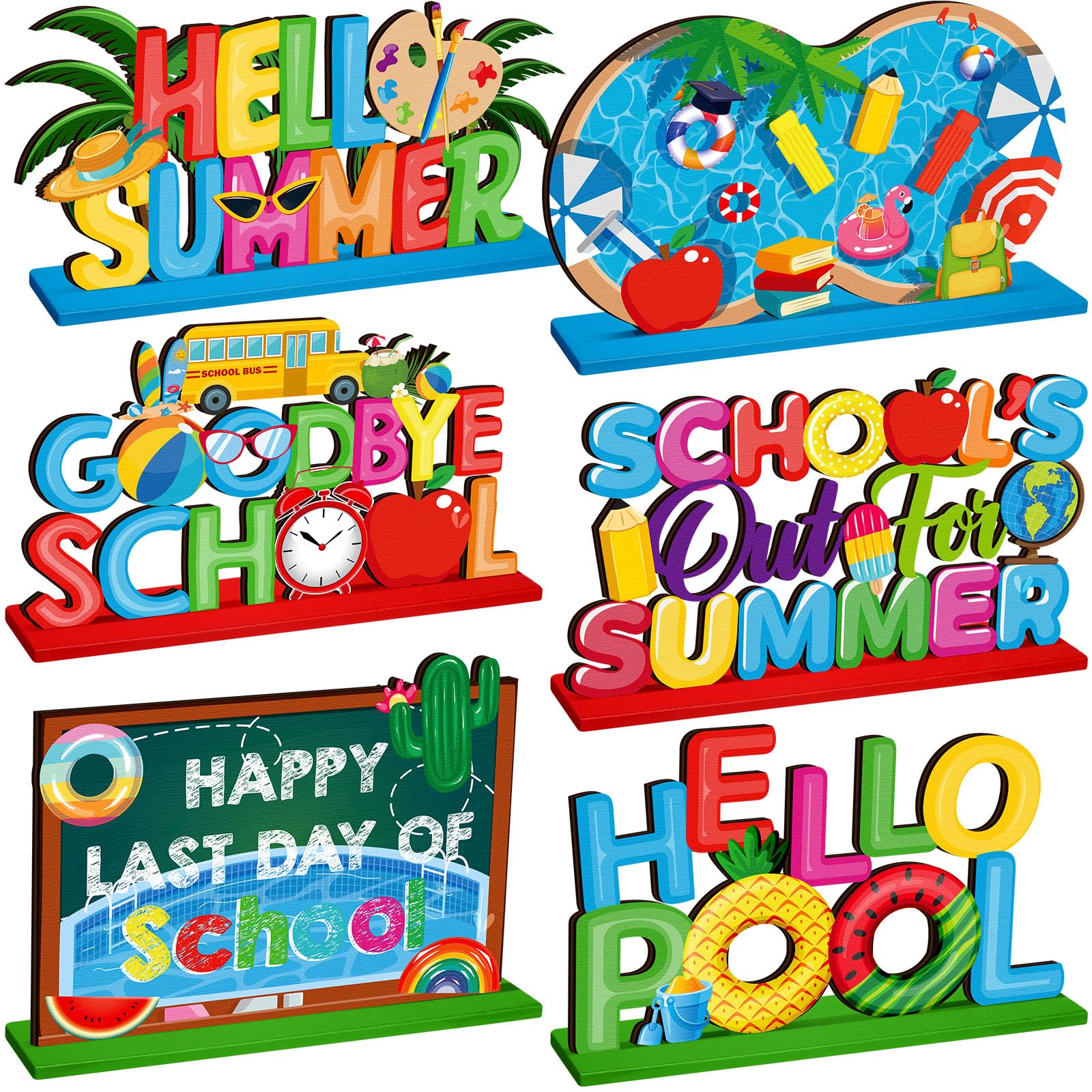 CroBlissful 6 Pcs Hello Summer Table Decoration Happy Last Day of ...