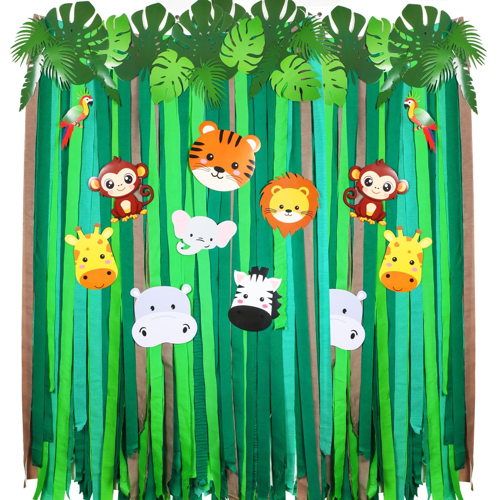 CroBlissful Jungle SafariUMRT Party Decoration Set Streamer Backdrop ...