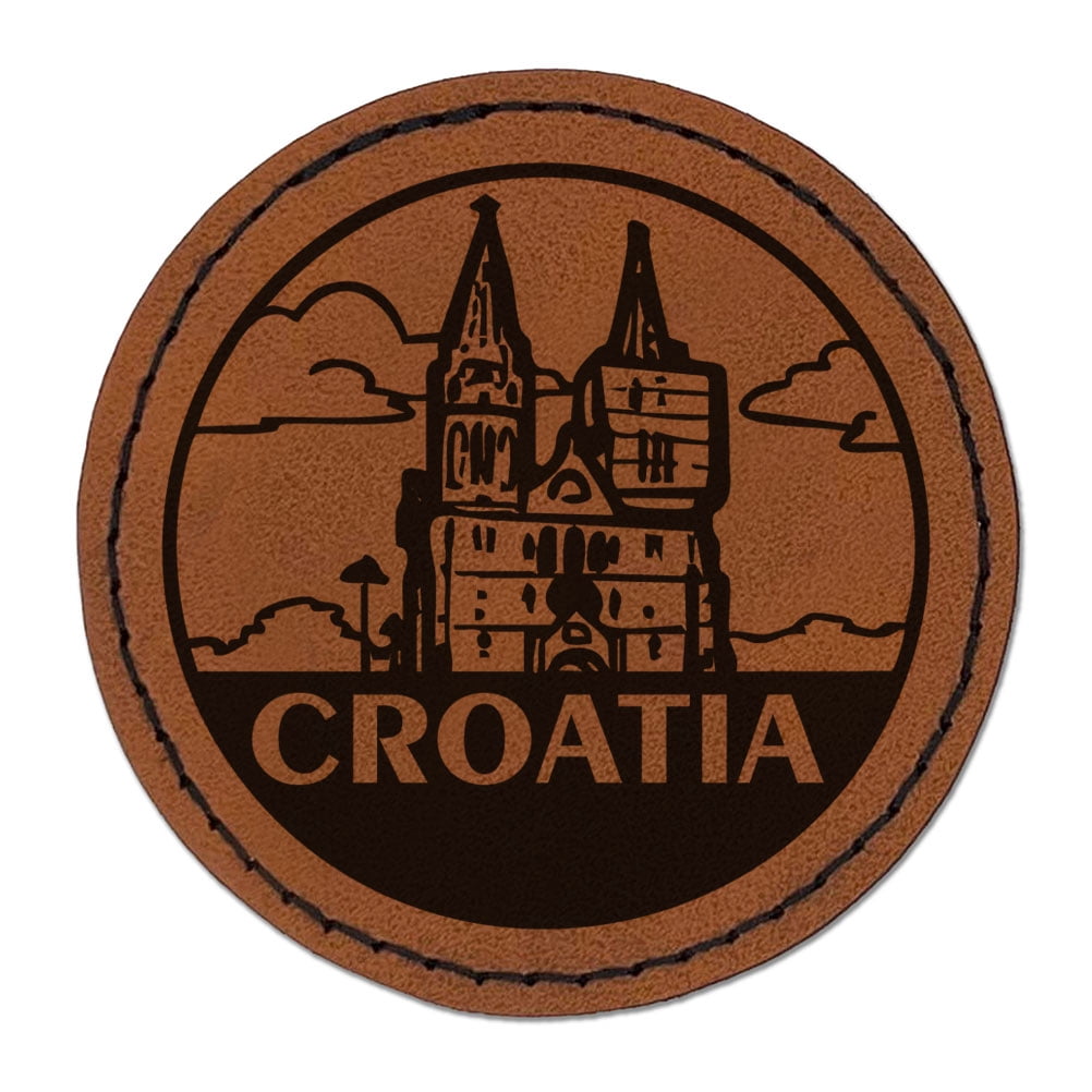Croatia Cathedral of Zagreb Destination Travel Landmark Round Iron-On ...