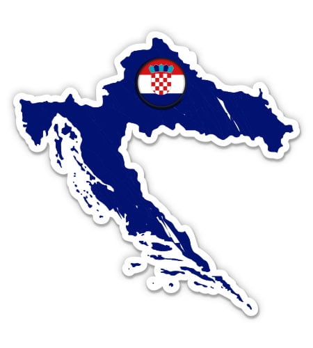 Croatia Croatian Shape Country Flag - 5" Vinyl Sticker - For Car Laptop ...