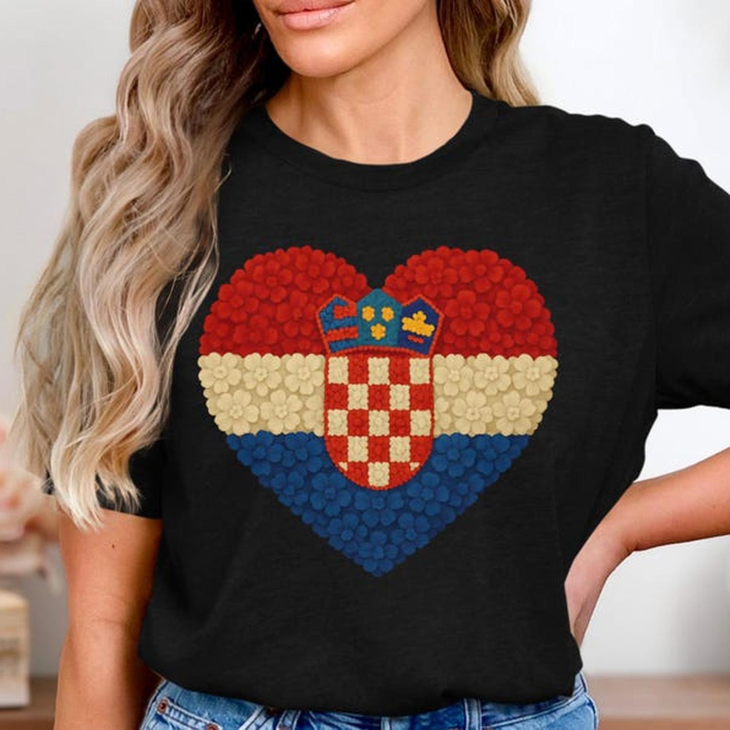 Croatia F11lag Heart S1Hirt, Croatian Pride T-S1Hirt, Floral Red White ...