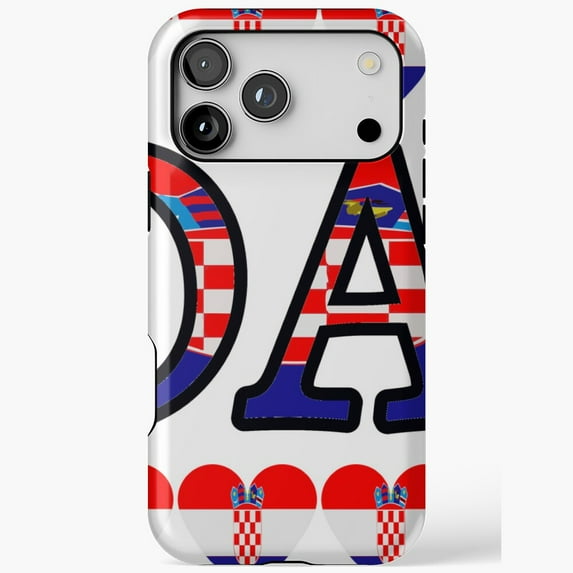 Croatia Flag Letters And Hearts Art iPhone Case 17 11 12 13 14 15 16 ...