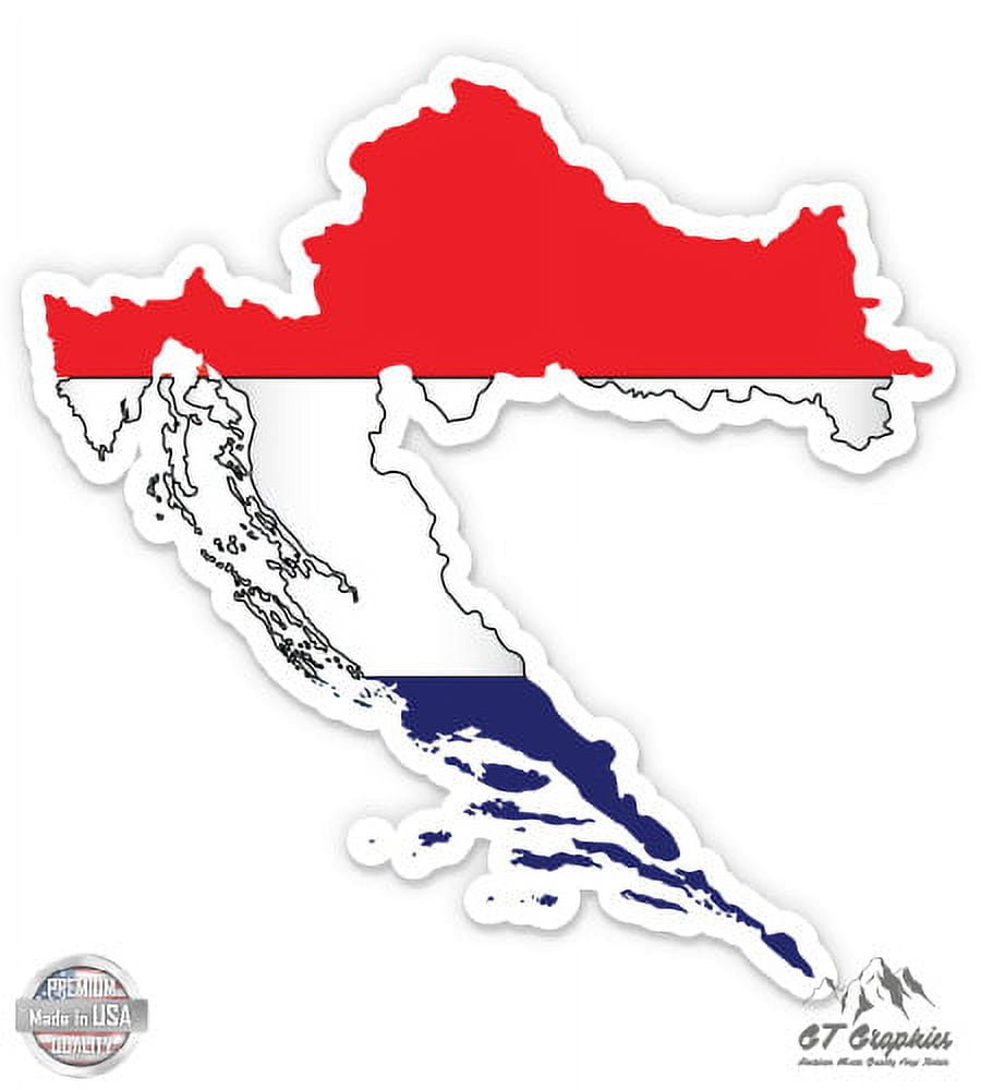 Croatia Map Flag Country Shape - 3" Vinyl Sticker - For Car Laptop I ...