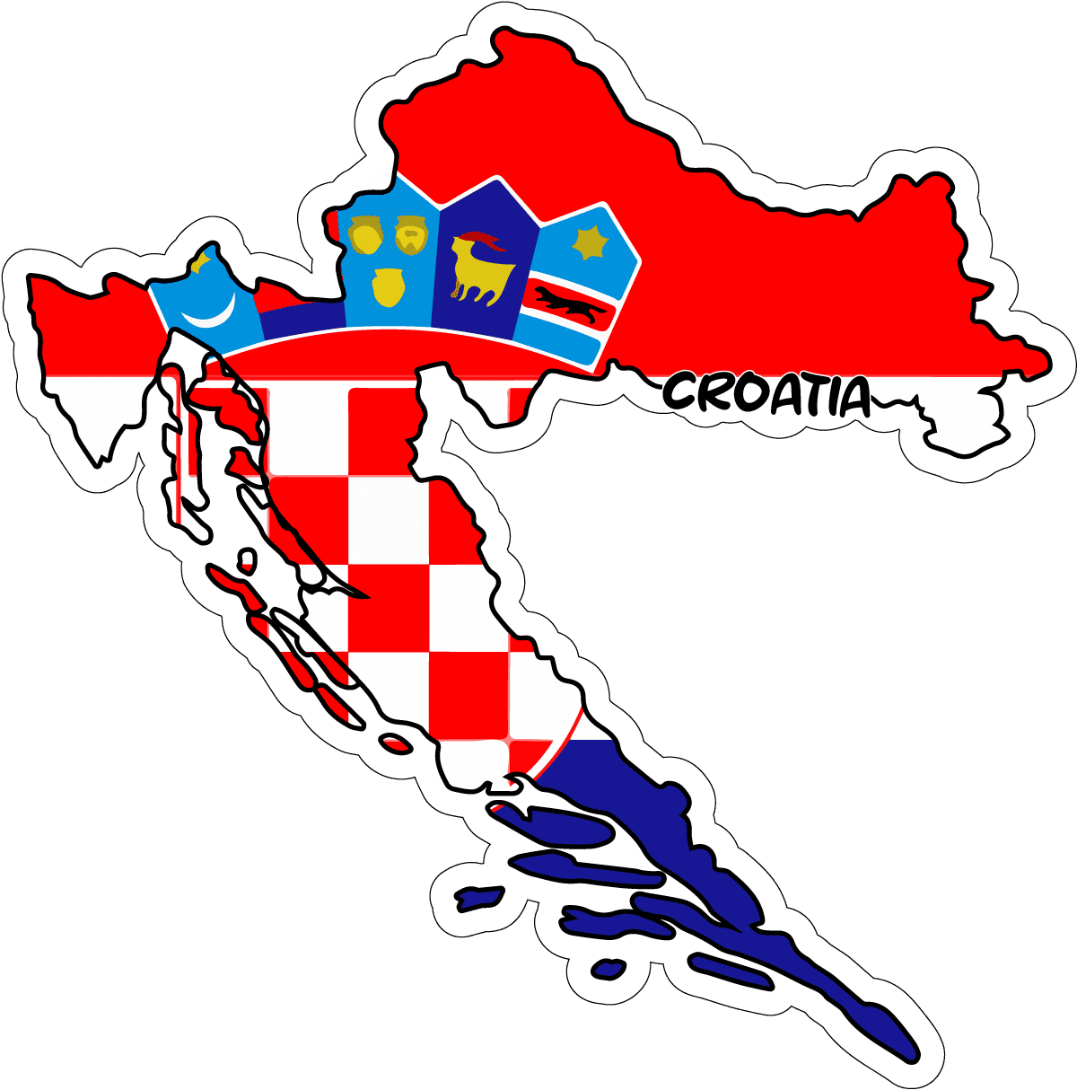 Croatia Map Flag Sticker Decal 4 Inches - 4 inch - Walmart.com