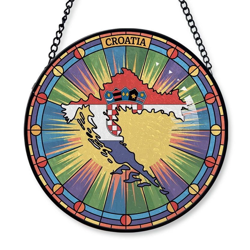 Croatia Travel Decor Suncatcher Stained Glass Window Hanging, Gift for ...