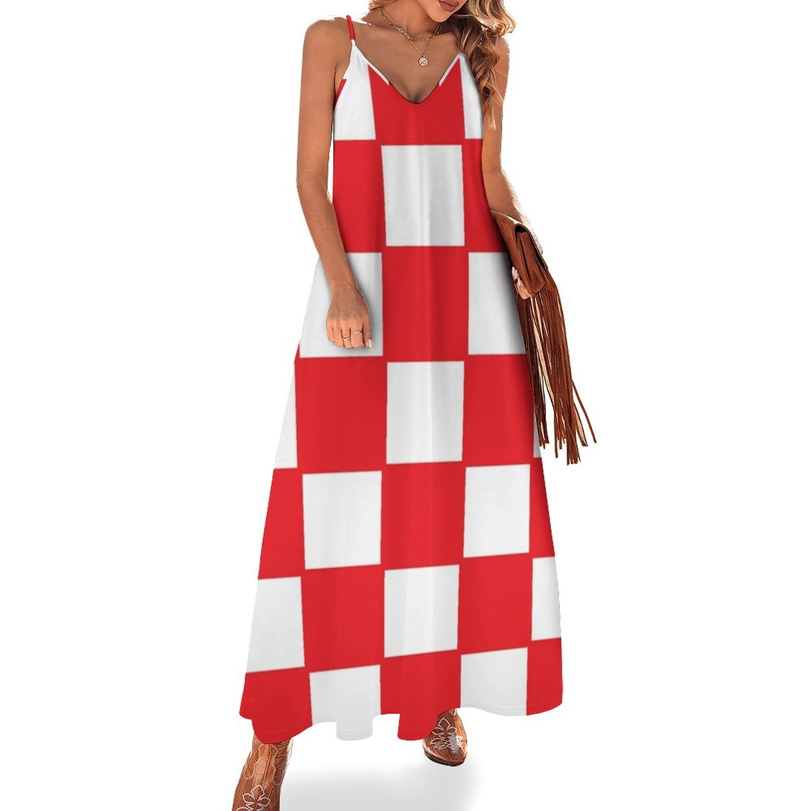 Croatia red chess board Sleeveless Dress Dress women purple dress ...