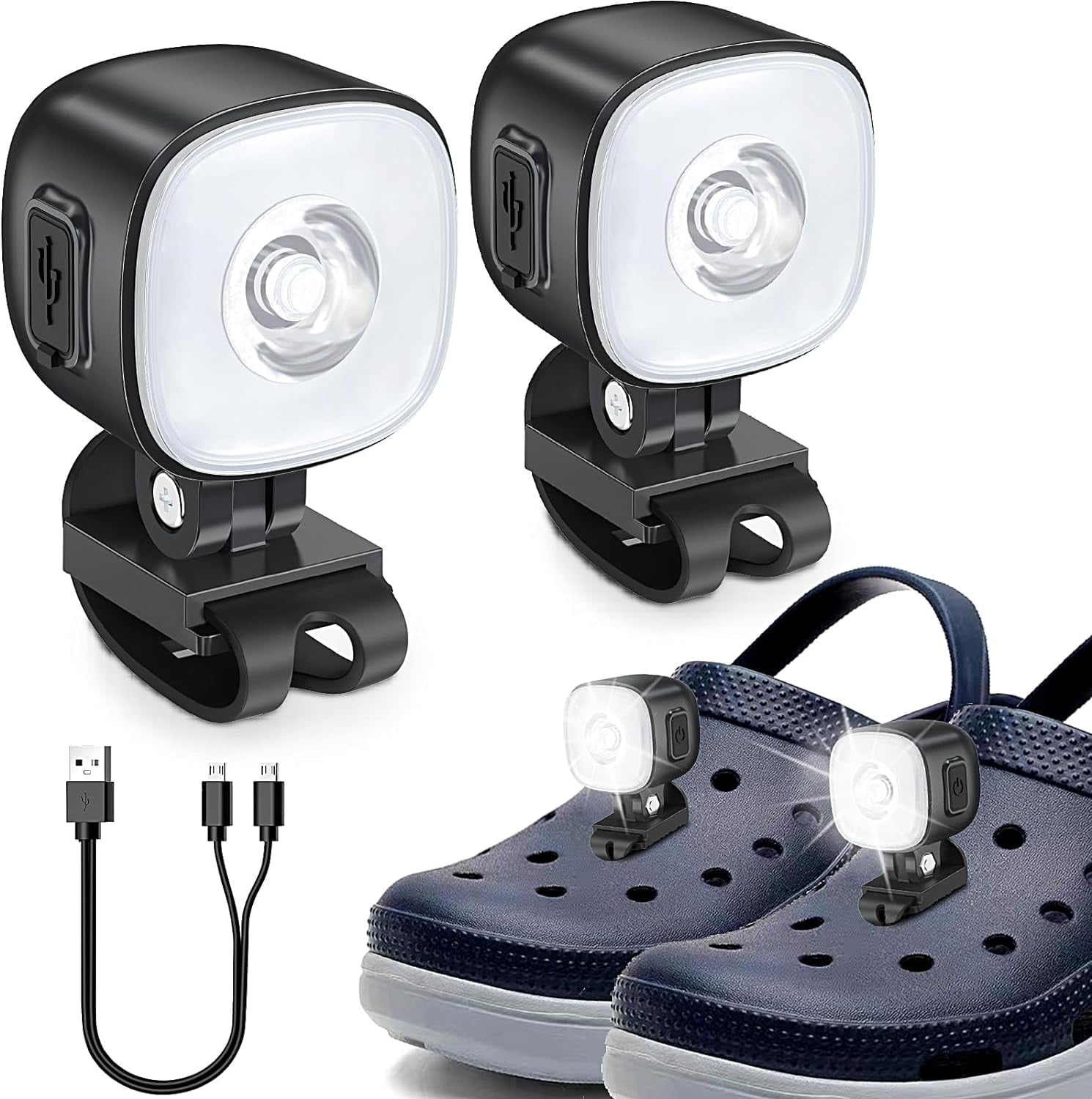 Croc Lights for Shoes Rechargeable, 2Pcs Adjustable and Waterproof Croc ...