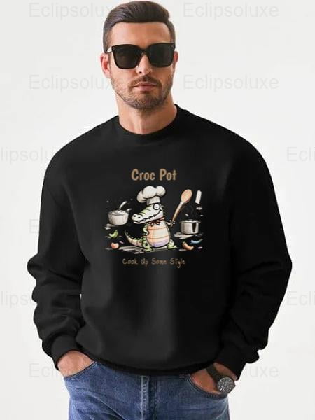 Croc Pot Sweatshirt Fun Cooking Graphic Foodies Kitchen Fans Cozy Now ...