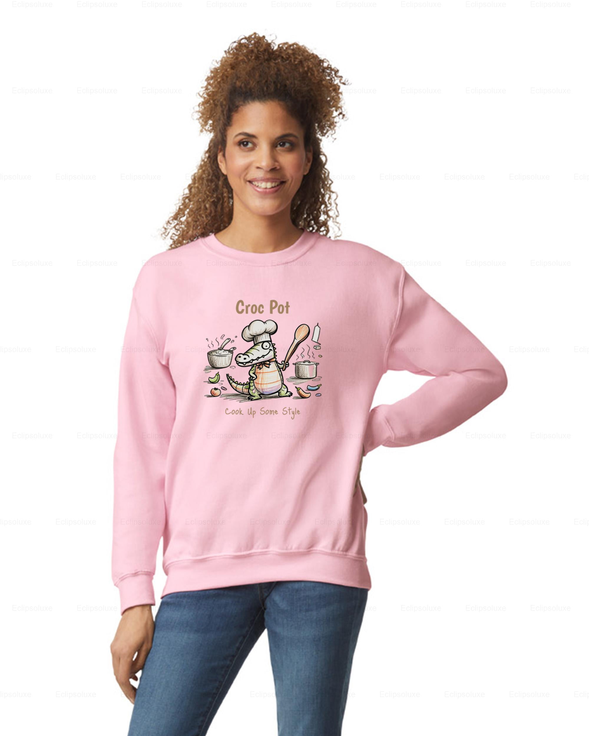 Croc Pot Sweatshirt Fun Cooking Graphic Foodies Kitchen Fans Cozy Now ...