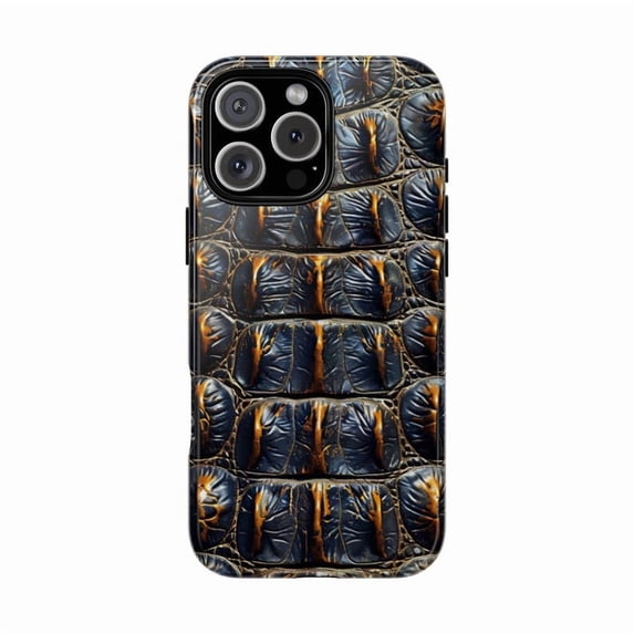 Croc Skin Dark Gray Textured Alligator Pattern Case for iPhone 17 16 15 ...