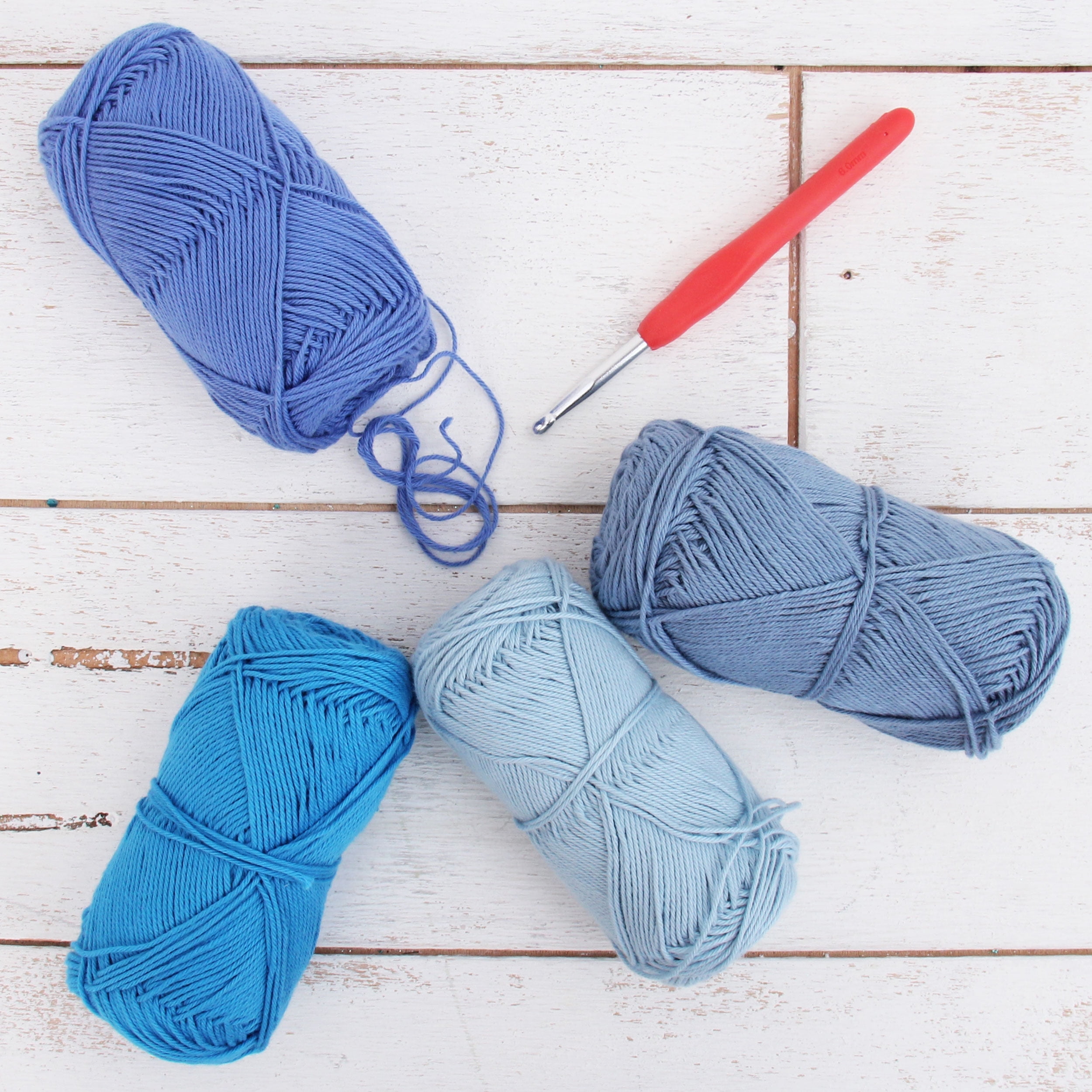 Crochet 100% Pure Cotton Size 2 Yarn Set | Summer Blue Colors | Pack of ...