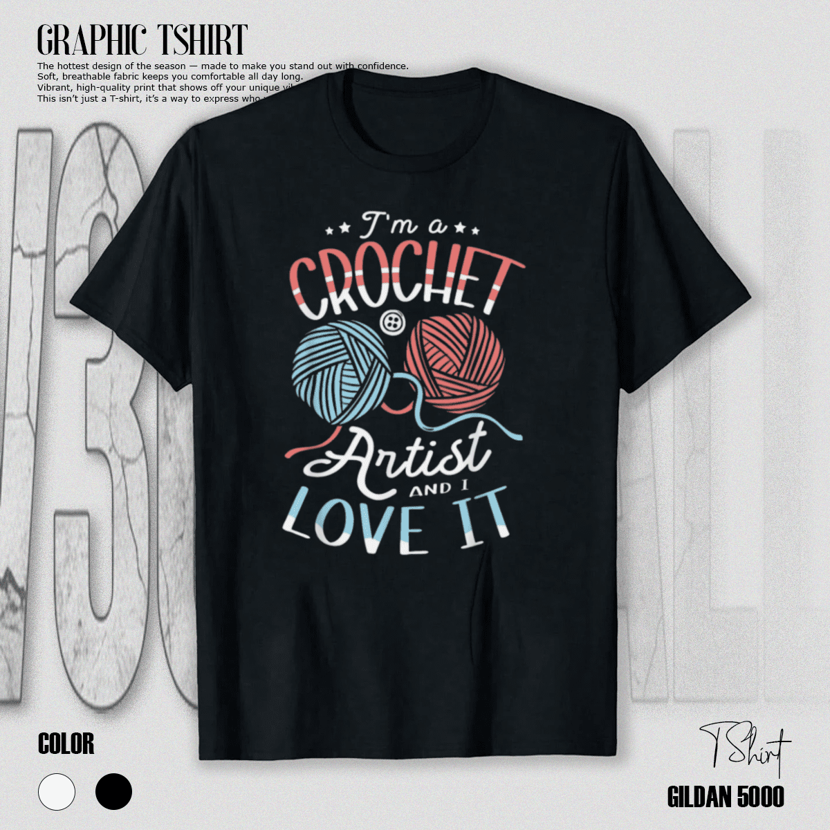 Crochet Artist I Love Yarn Knitting Needle Needlework Unisex T-Shirt ...