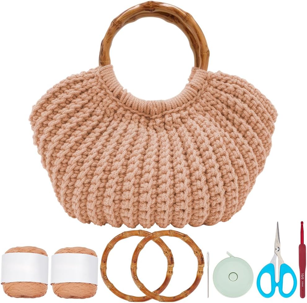 Crochet Bag Kit for Adults Khaki Handbag Crochet Kit for Beginners Tote ...