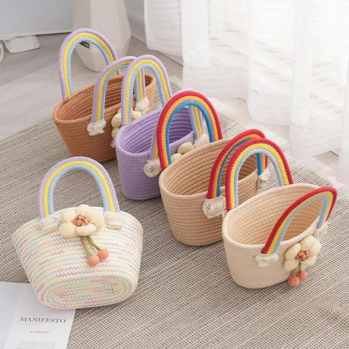 Crochet Bag, Knitting Bag, Small Cotton Rope Weaven Bag for Lipstick ...