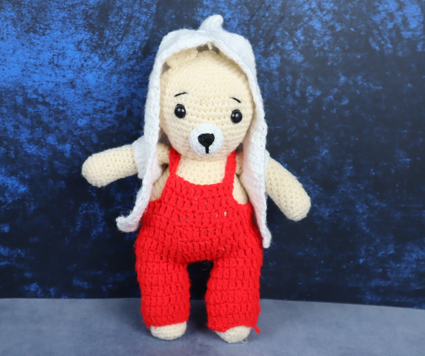 Crochet Bear, knit stuff bear toy, amigurumi bear, Red & White bear toy ...