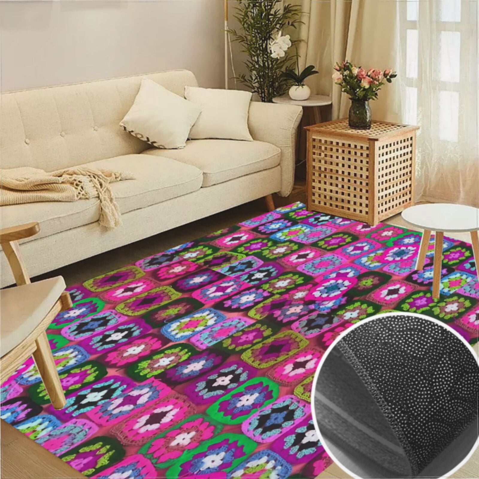Crochet Blanket Granny Square Vintage Adult Home Decor Bedroom Living ...