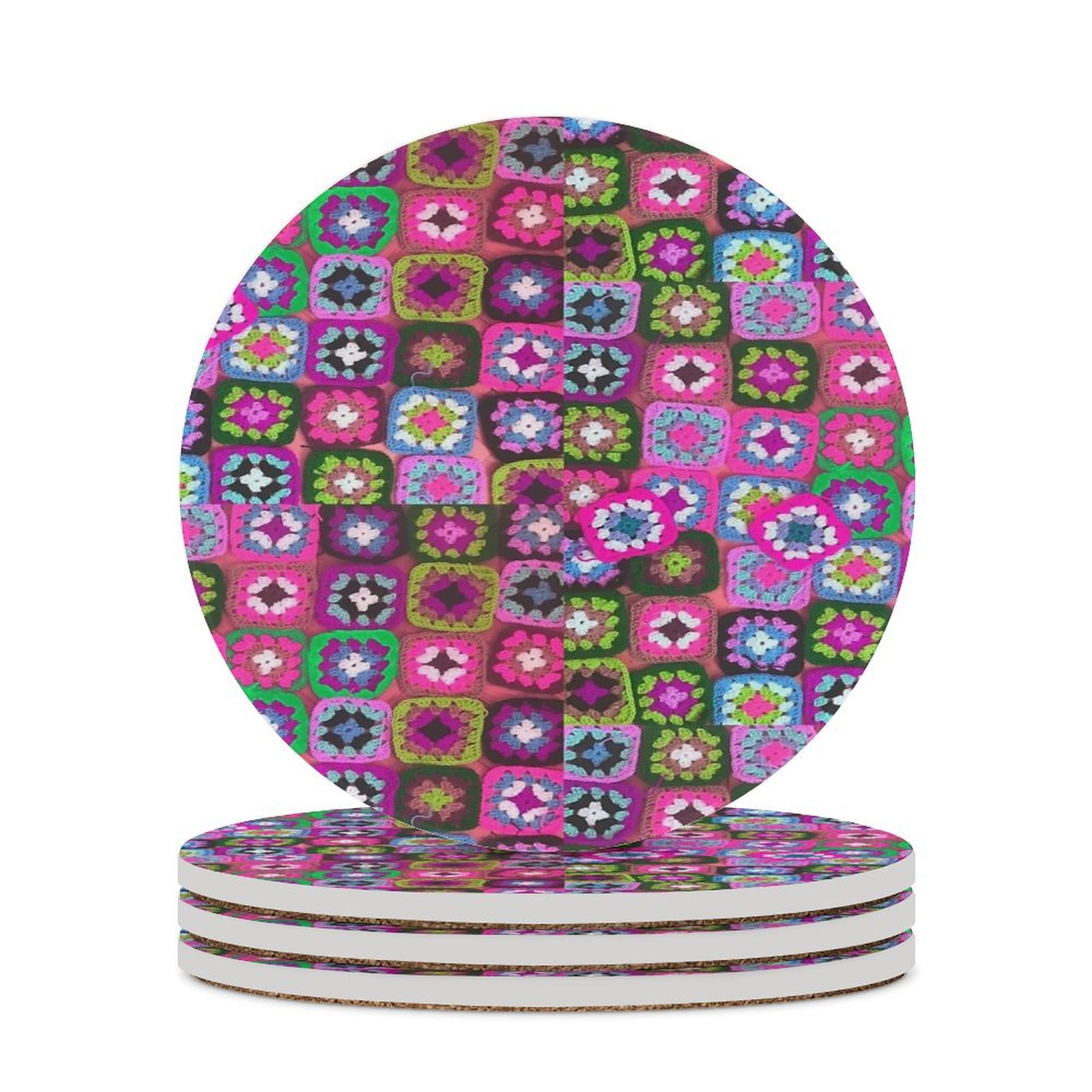 Crochet Blanket Granny Square Vintage Ceramic Coasters Absorbent ...