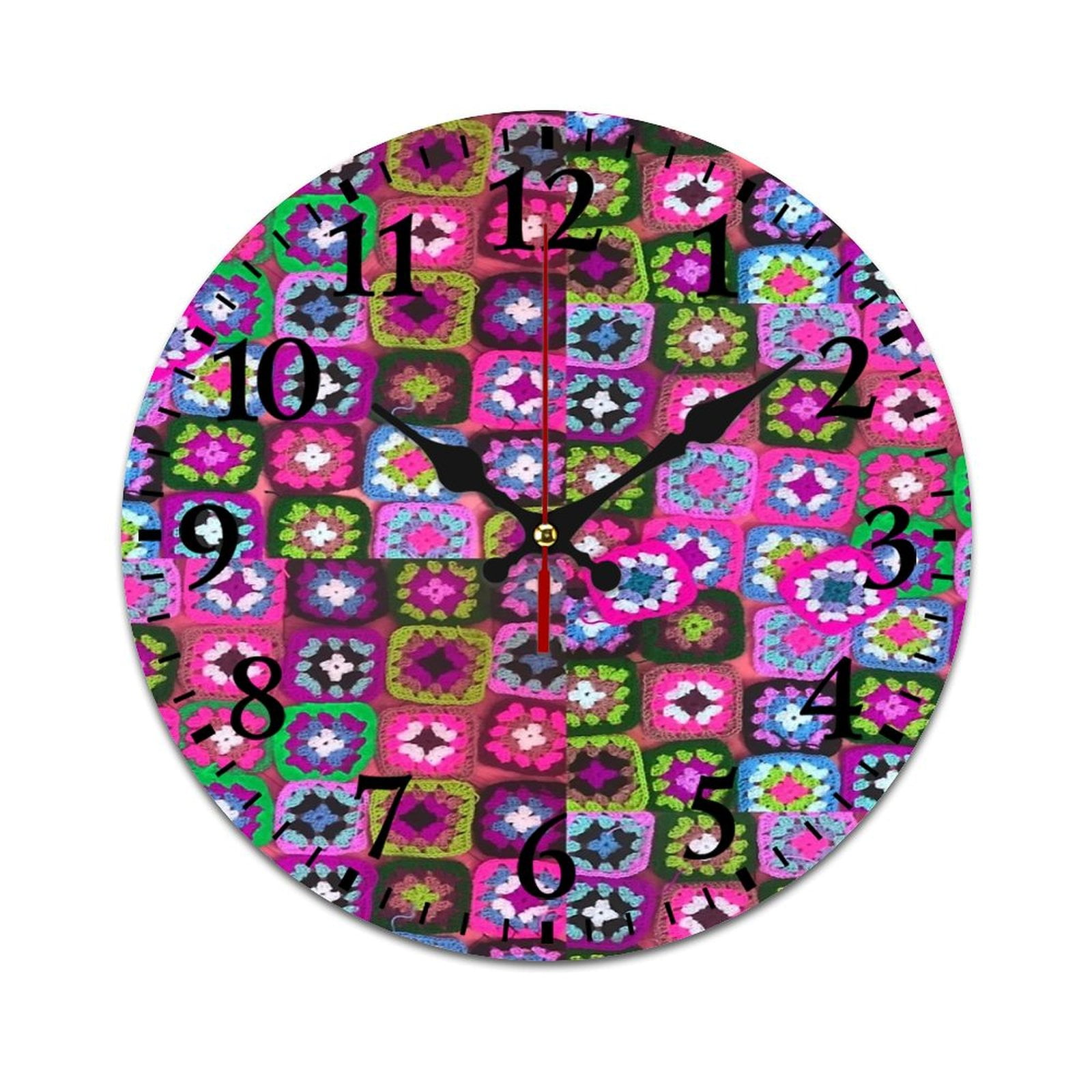 Crochet Blanket Granny Square Vintage Wall Clock Modern Design Clocks ...