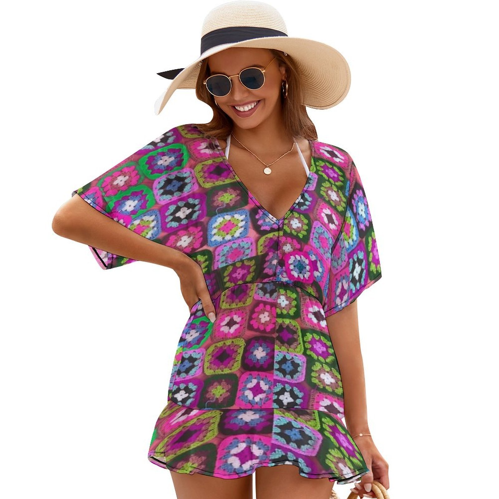 Crochet Blanket Granny Square Vintage Women's Luxury Party Dress ...
